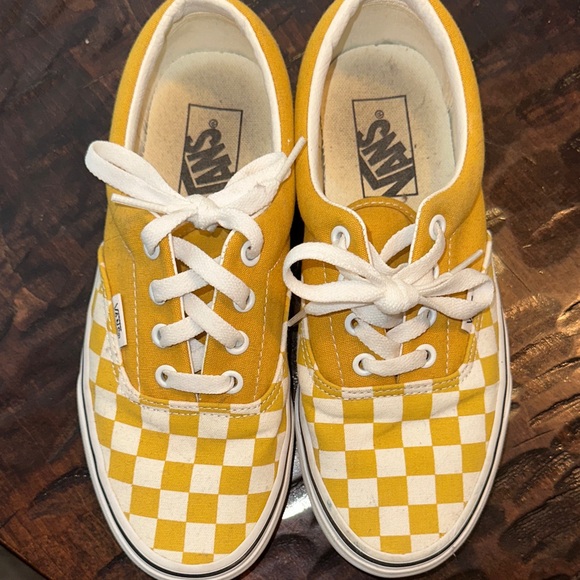 Vans | Shoes | Vans Yellow And White Checkered Sneakers | Poshmark